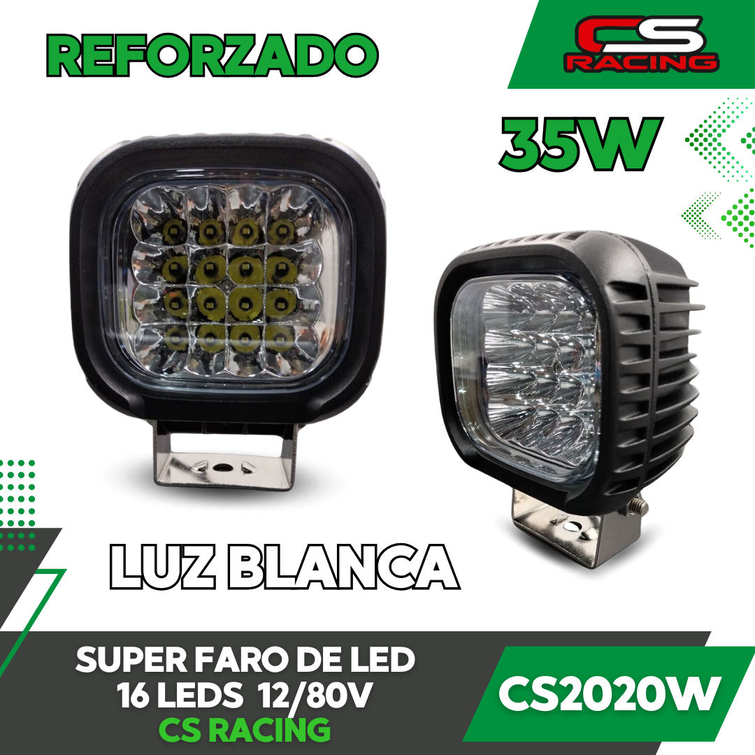 SUPER FARO DE LED 16 LEDS 12/80V CS RACING CS2020W – GRUPO COLLIN´S