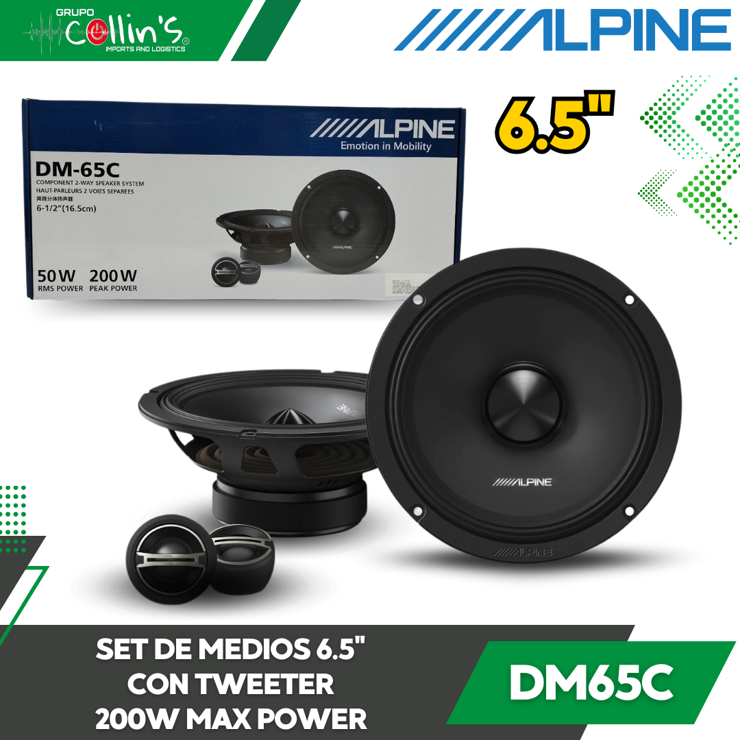 SET DE MEDIOS 6.5″ CON TWEETER DM65C – GRUPO COLLIN´S