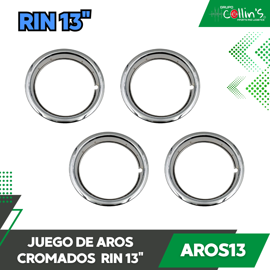 JUEGO DE AROS CROMADOS RIN 13″ AROS13 – GRUPO COLLIN´S