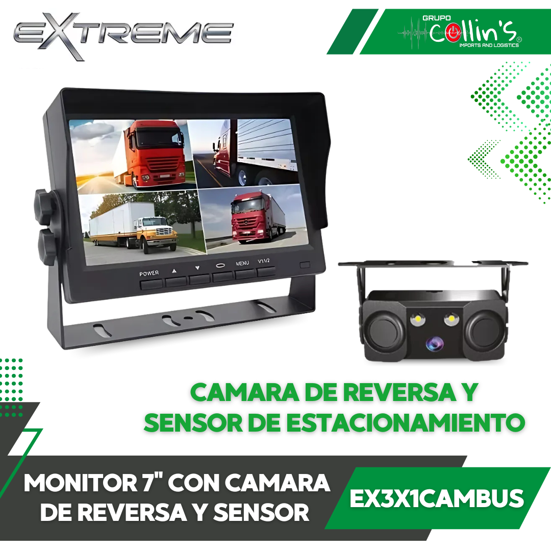 MONITOR 7″ CON CAMARA DE REVERSA Y SENSOR EX3X1CAMBUS – GRUPO COLLIN´S
