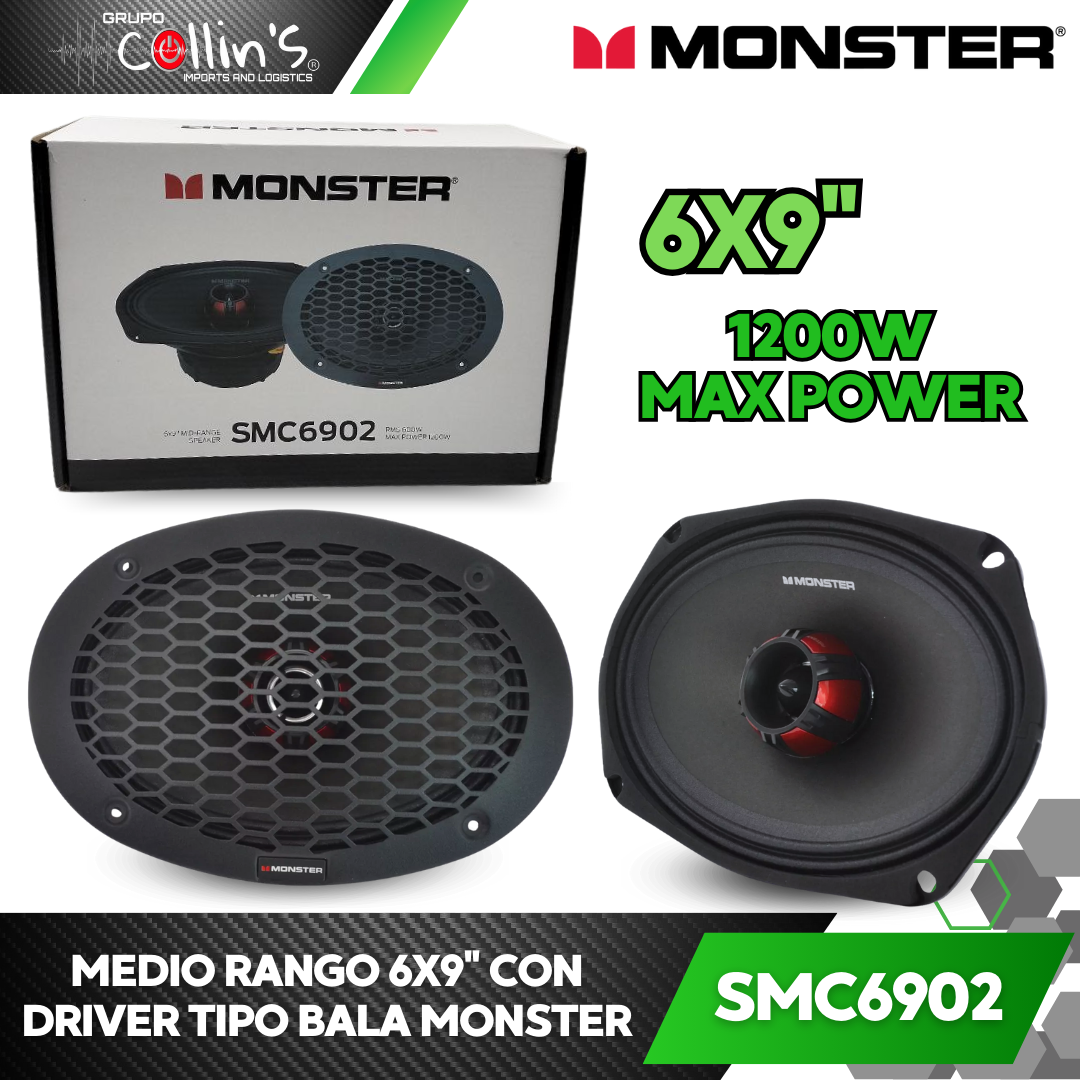MEDIO RANGO CON DRIVER TIPO BALA 6X9″ MONSTER SMC6902 – GRUPO COLLIN´S