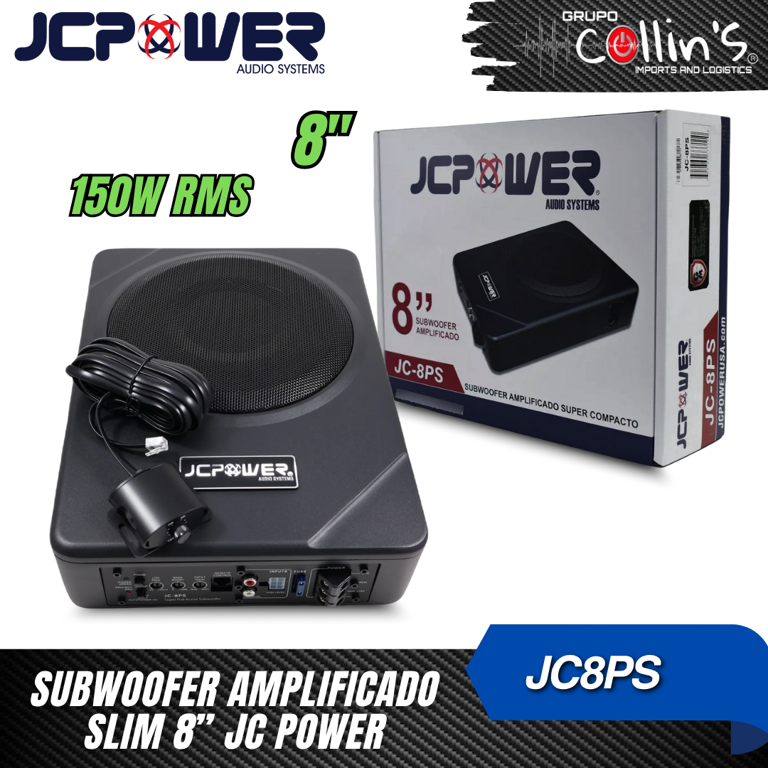 SUBWOOFER AMPLIFICADO SLIM 8″ JC8PS – GRUPO COLLIN´S
