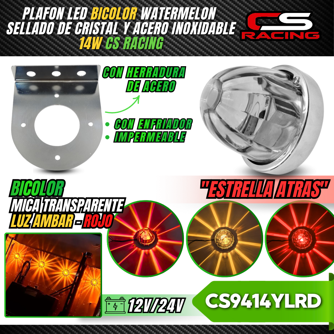 PLAFON LED WATERMELON DE CRISTAL BICOLOR «ESTRELLA ATRAS» CS9414YLRD ...